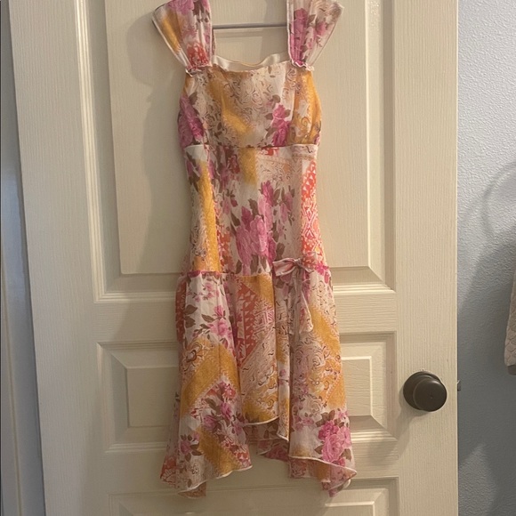 George | Dresses | George Asymmetrical Dress In Pink And Orange Floral ...